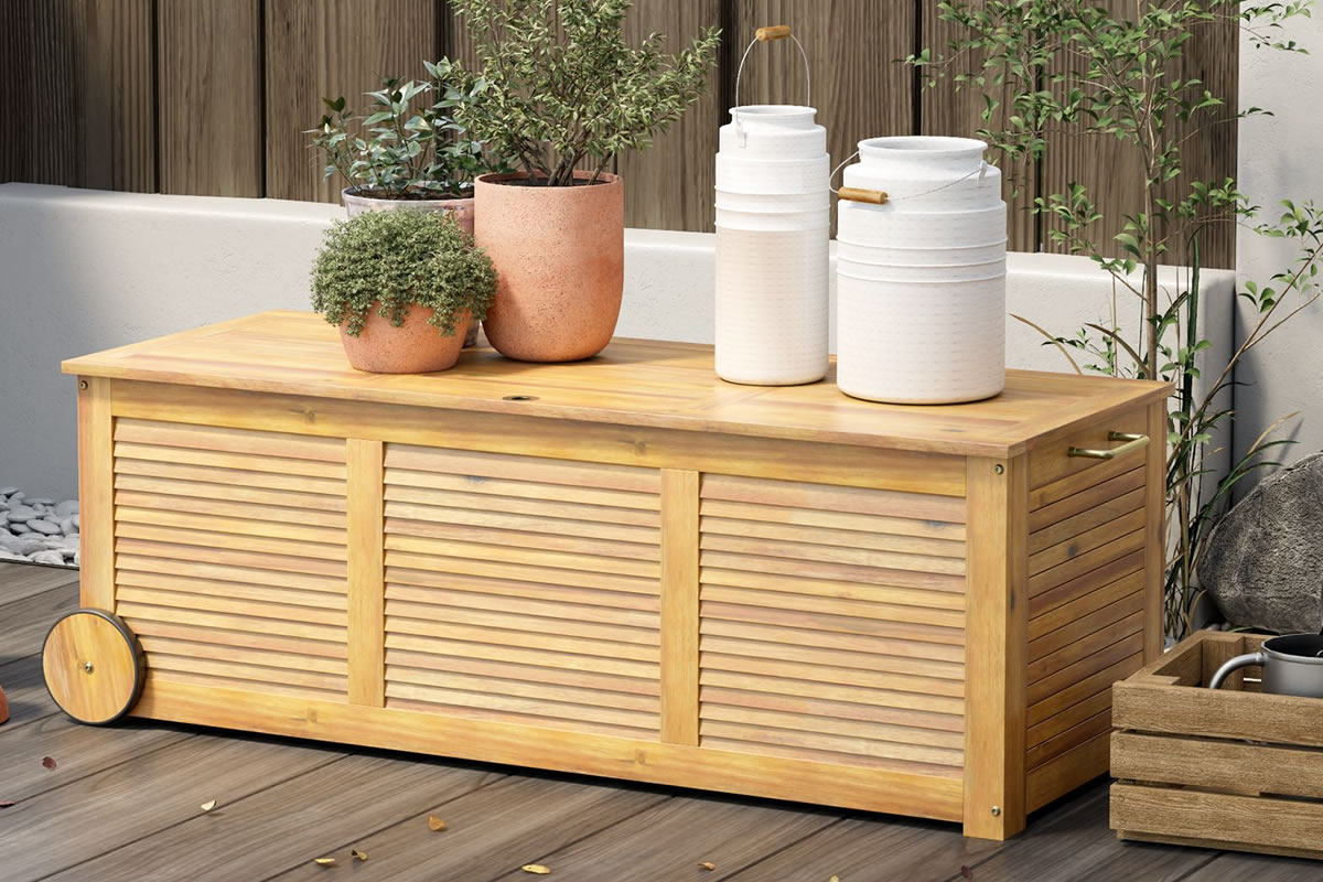Lumen 180L Slatted Wooden Outdoor Storage Box