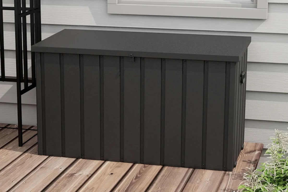 Solara Dark Grey Steel Waterproof 450L Outdoor Storage Box